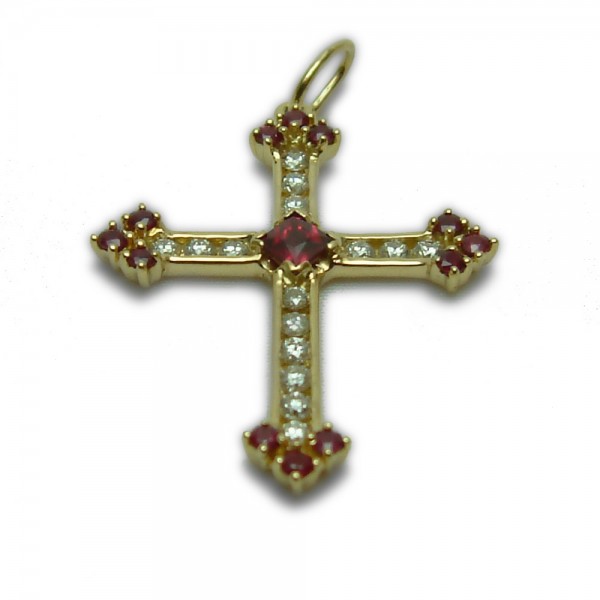 Gold Ruby & Diamond Cross | Collections, Religious | Kokkinos Creative ...
