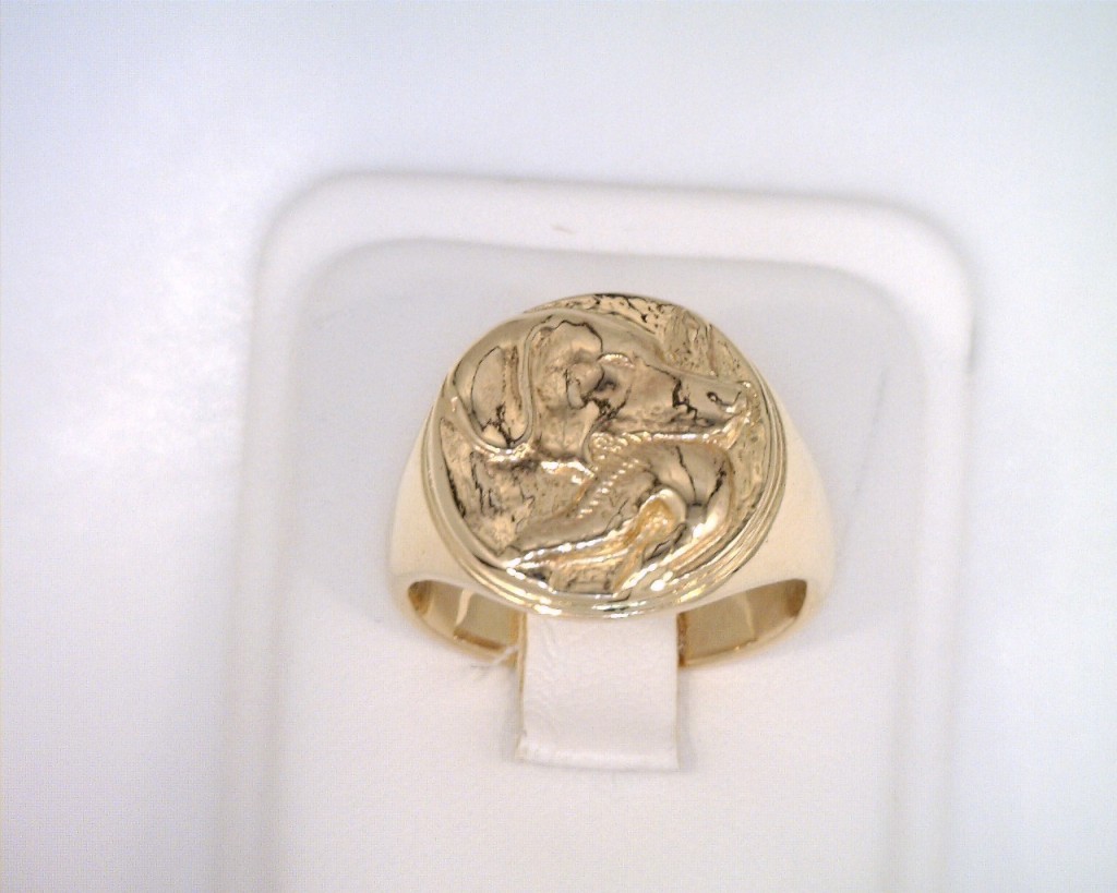 14K Yellow Gold Duck Hunter Ring | Mens | Kokkinos Creative Jewelers